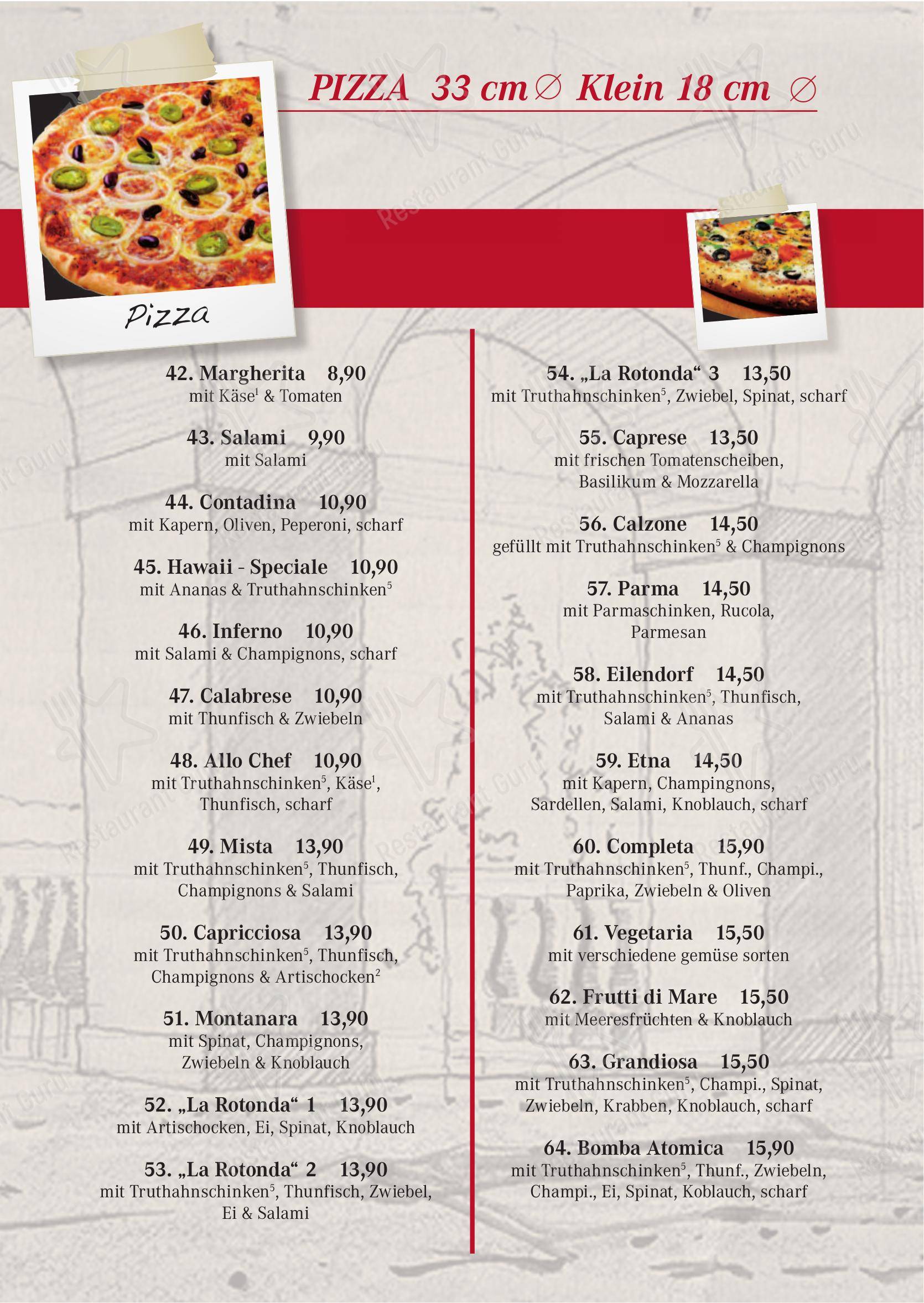 Speisekarte von La Rotonda pizza, Aachen