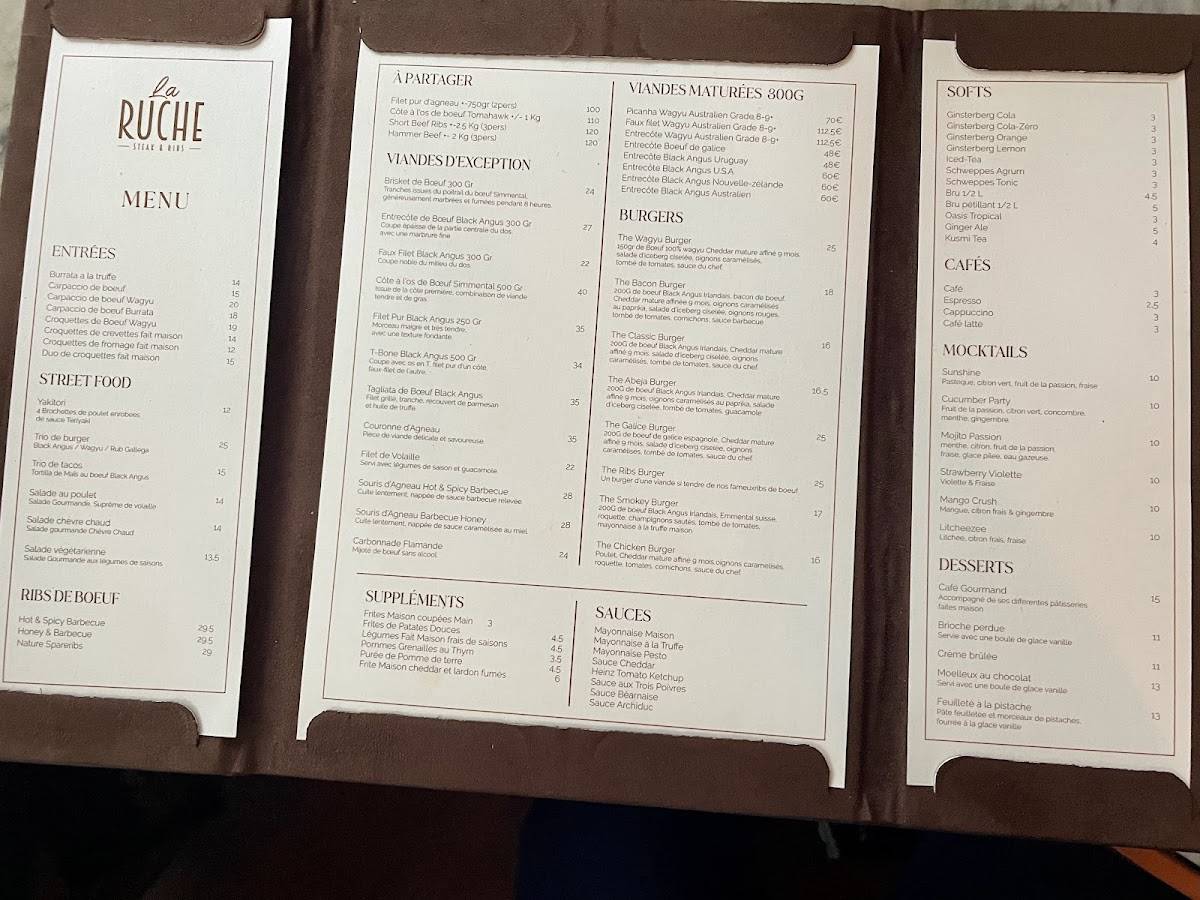 Menu au La Ruche Steak & Ribs - Atomium, Bruxelles, Av. de l'Atomium 6