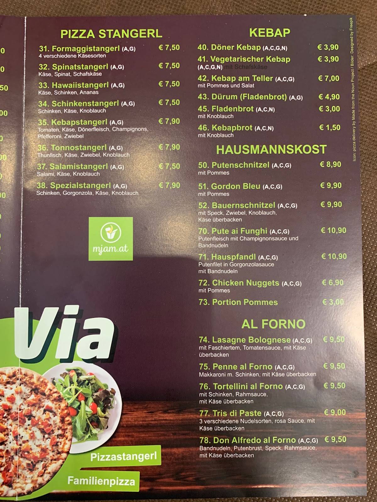 Speisekarte von La Via restaurant, Friesach