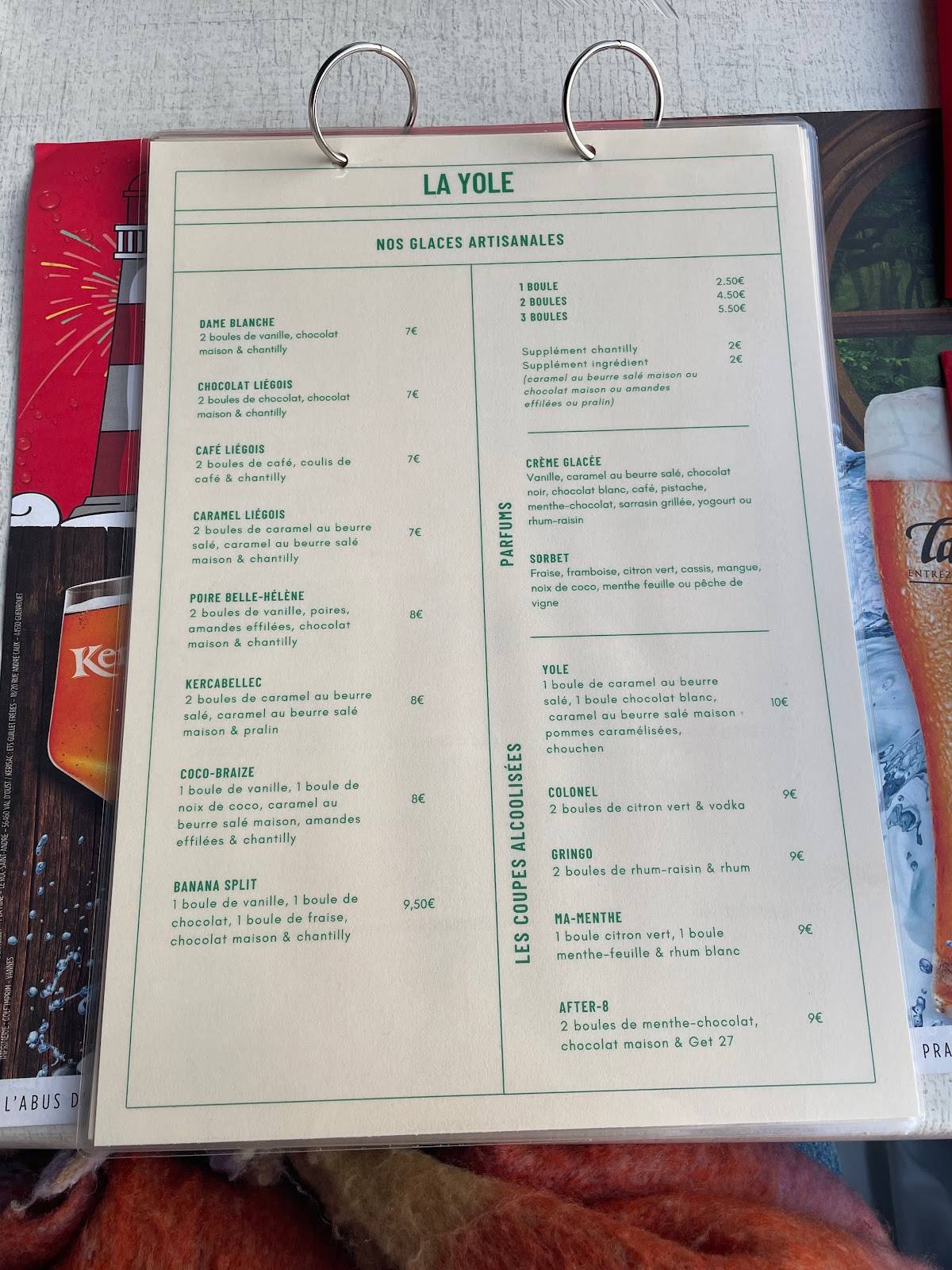 Menu au La Yole desserts, Mesquer
