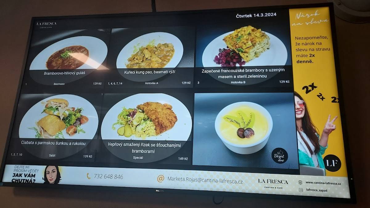 Menu at La fresca cantina restaurant, Prague