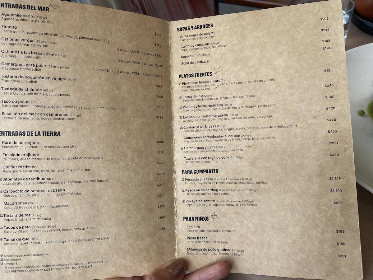 Carta del restaurante LagoAlgo, Ciudad del México, Bosque del Chapultepec