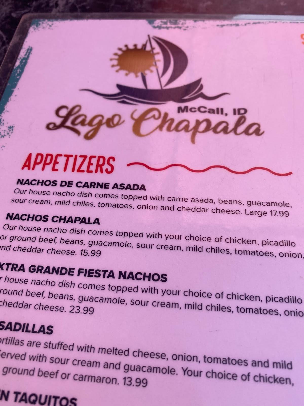 Menu at Lago Chapala Mexican Restaurant, McCall, 317 E Lake St