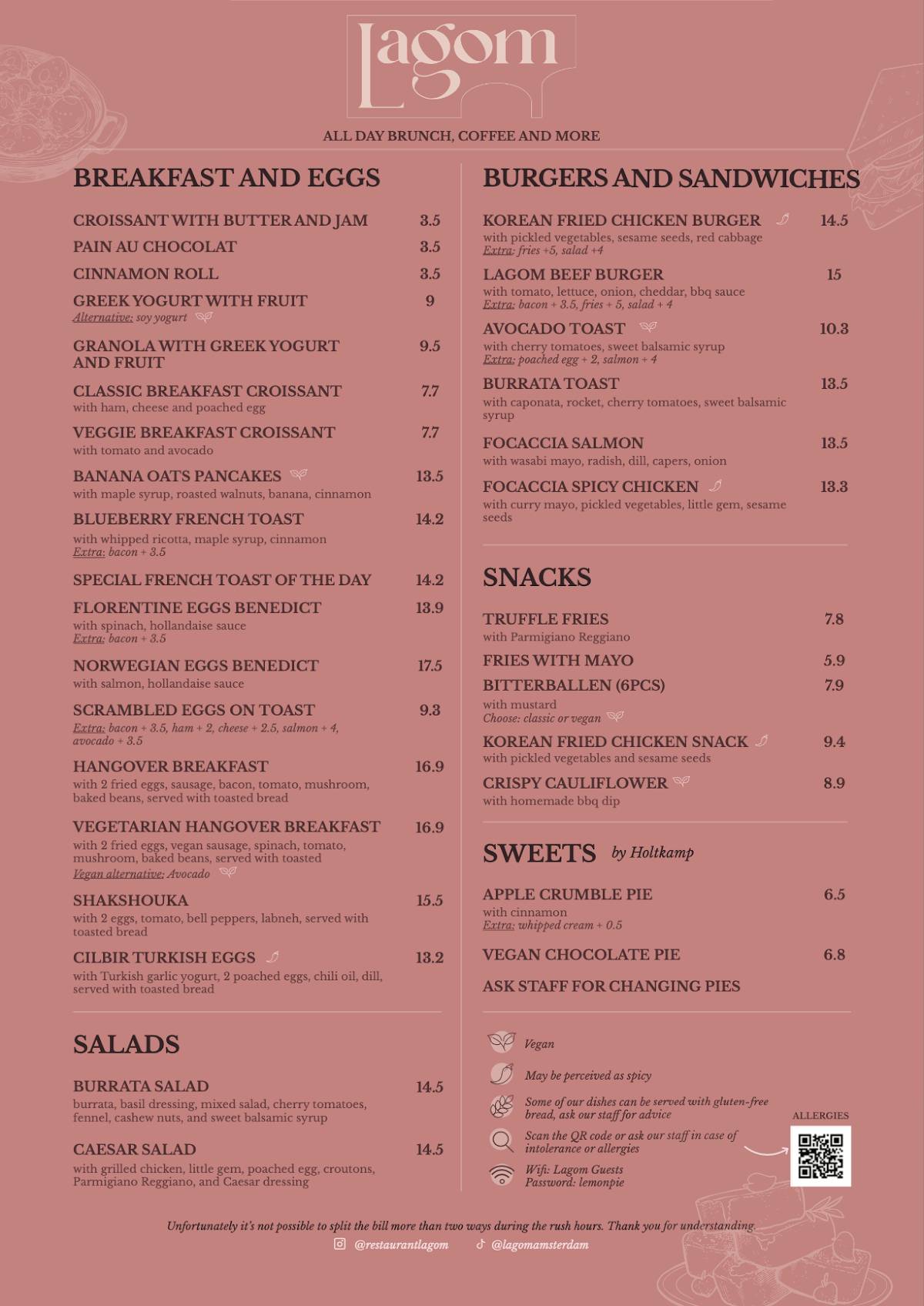 Speisekarte von Lagom Amsterdam restaurant, Amsterdam