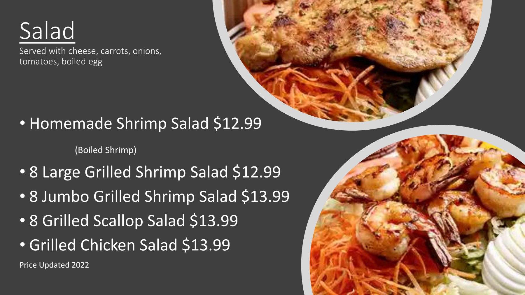Menu at Lake Jackson Seafood restaurant, Lake Jackson, 466 Plantation Dr