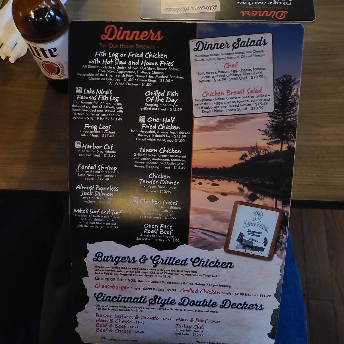 Menu at Lake Nina Restaurant, Cincinnati