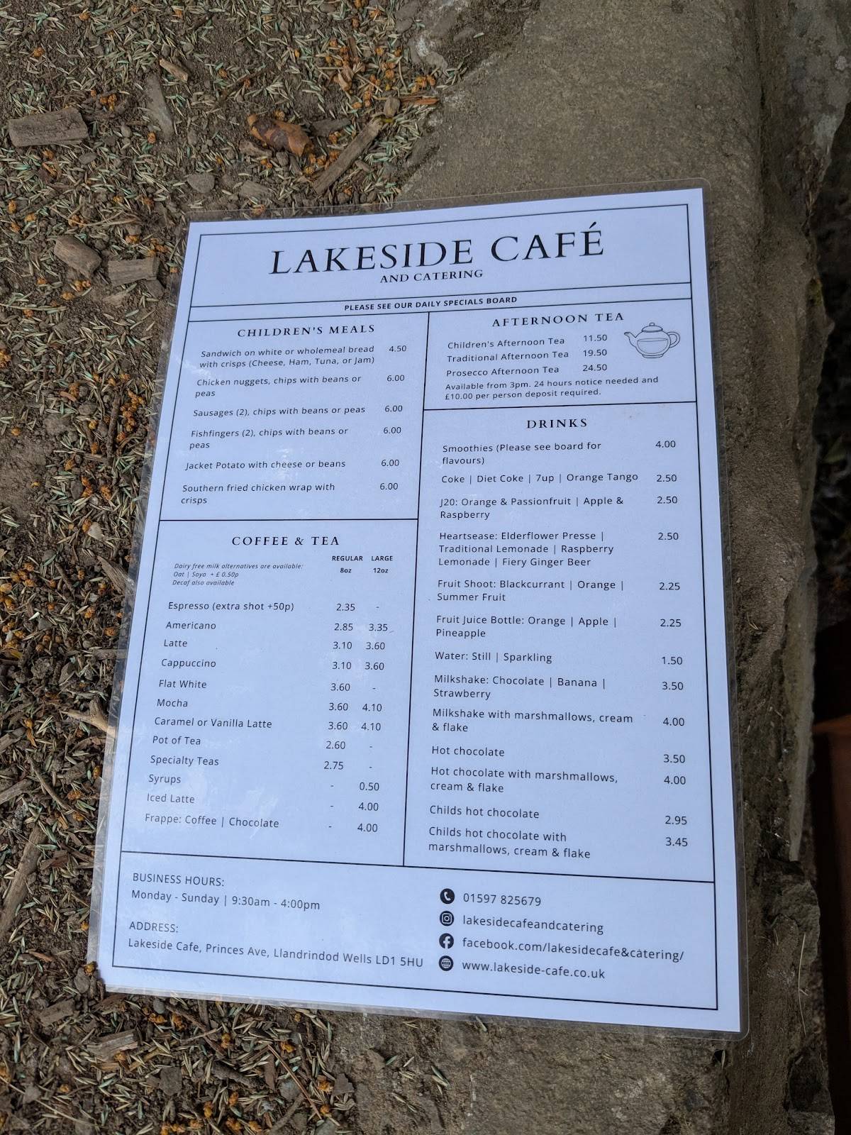 Menu at Lakeside Cafe and Catering, Llandrindod Wells