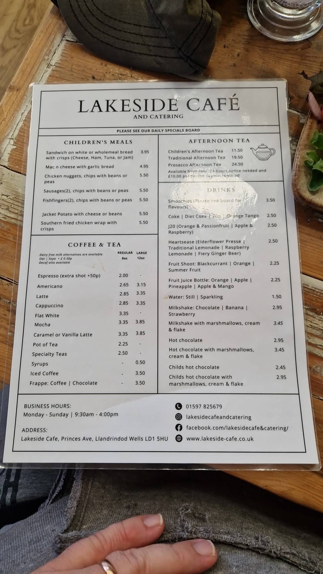 Menu at Lakeside Cafe and Catering, Llandrindod Wells