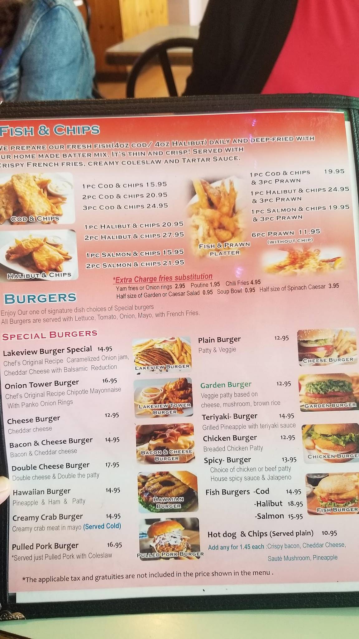 Menu at Lakeview Restaurant, Harrison Hot Springs