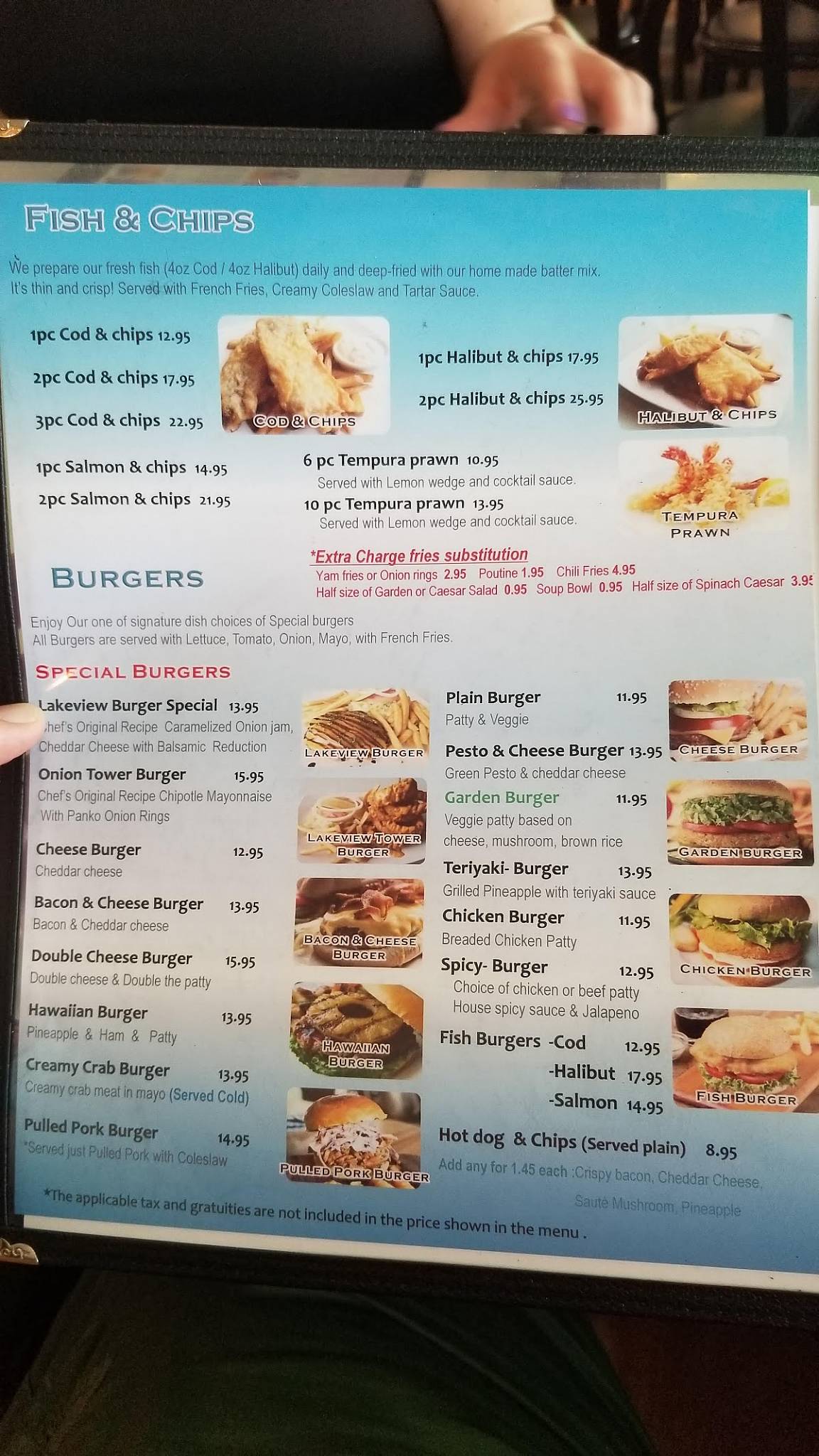 Menu at Lakeview Restaurant, Harrison Hot Springs
