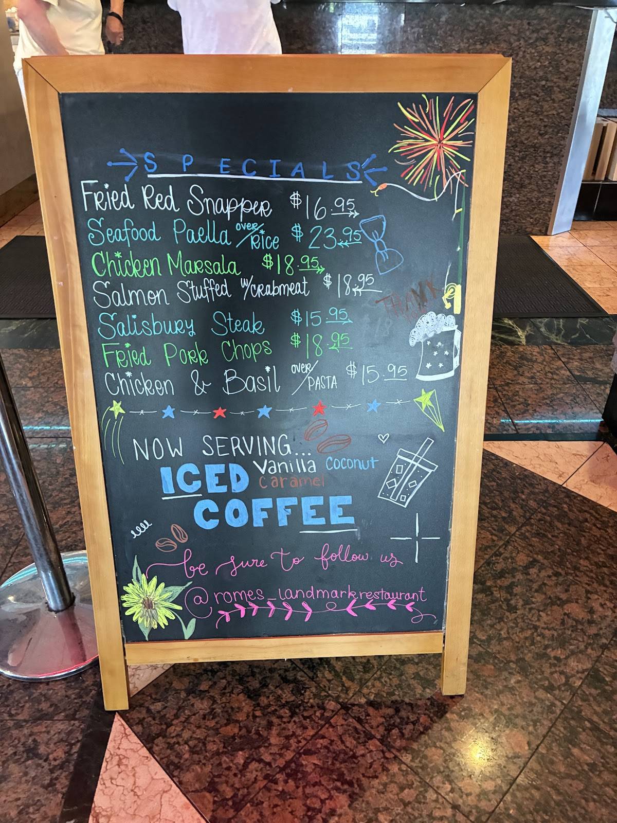 Menu at Landmark Family Restaurant, Rome