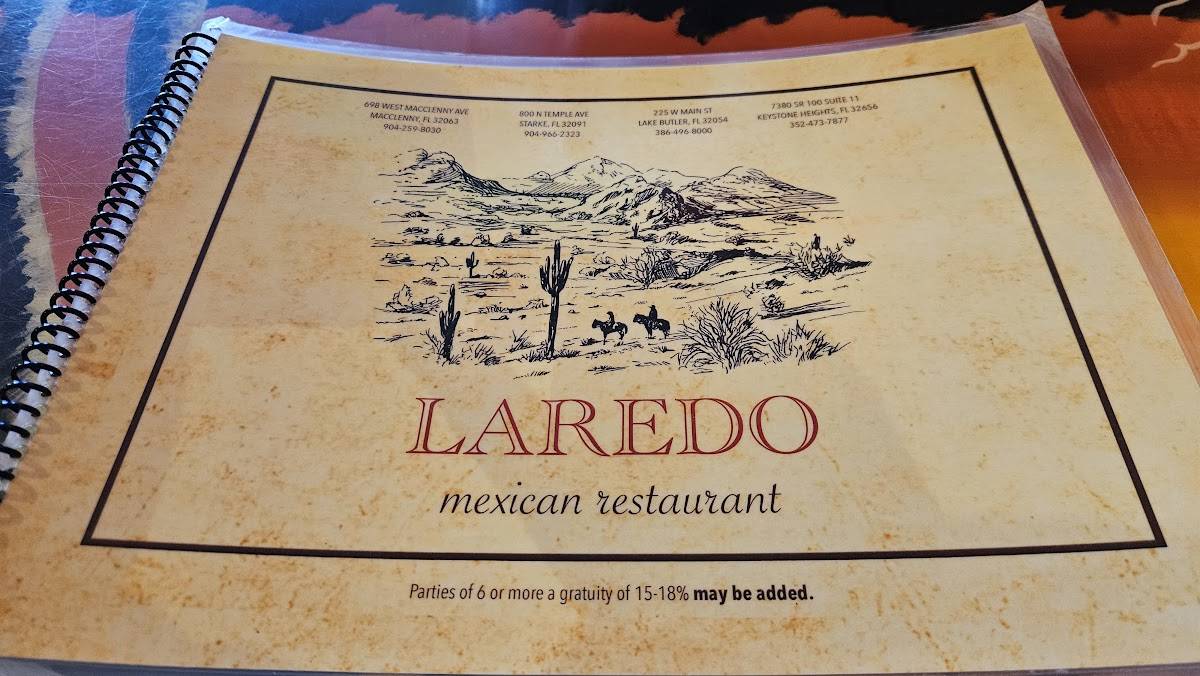 Menu at Laredo Mexican Restaurant, Keystone Heights, State Rte 100