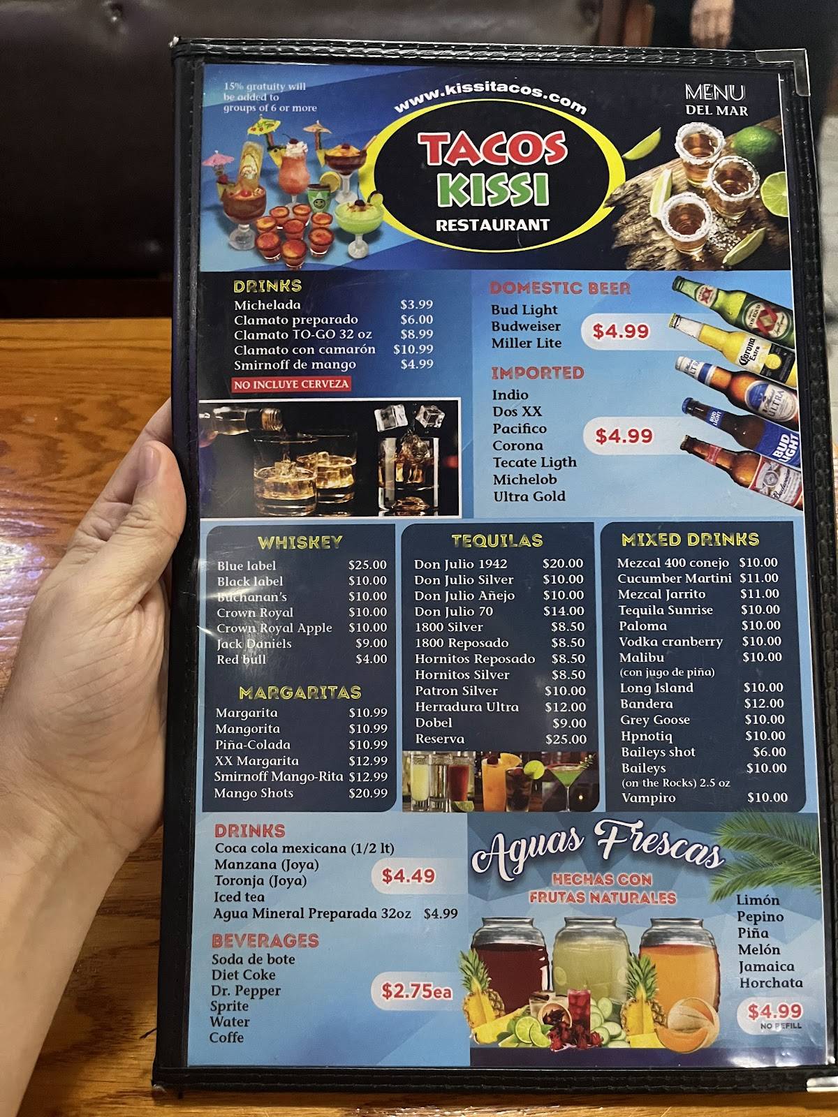 Menu at Tacos Kissi Restaurant, Laredo, E Del Mar Blvd Suite 110B