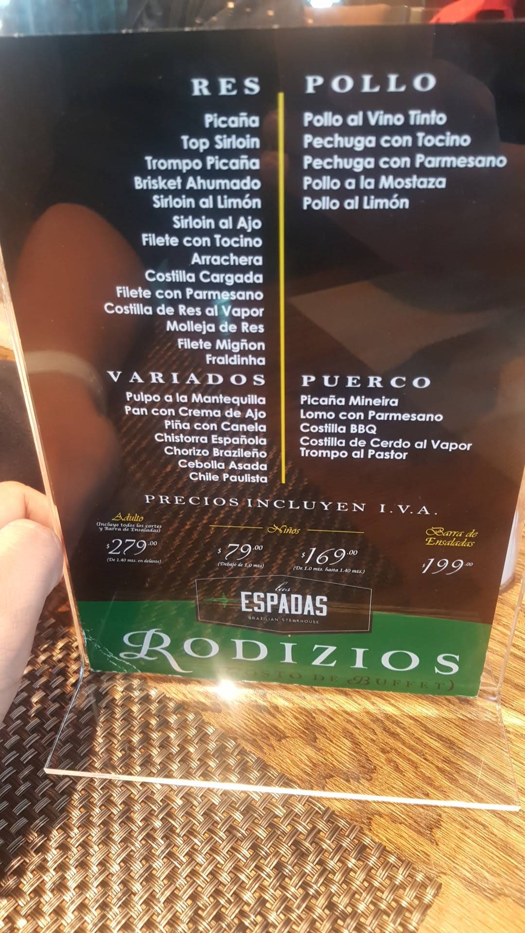 Carta de Las Espadas - Brazilian Steakhouse, Ciudad Juarez, Av ...