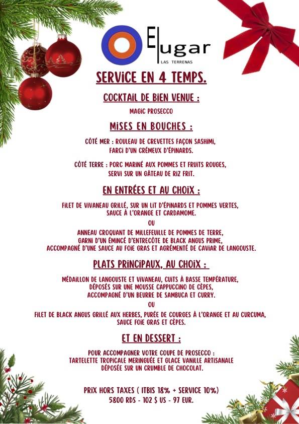Menu at El Lugar restaurant, Las Terrenas