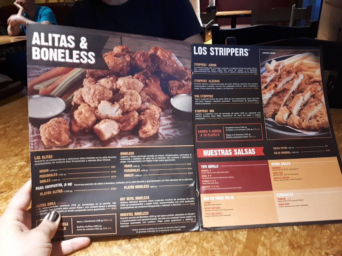 Menu at Las Alitas restaurant, Mexico City, Galileo 17
