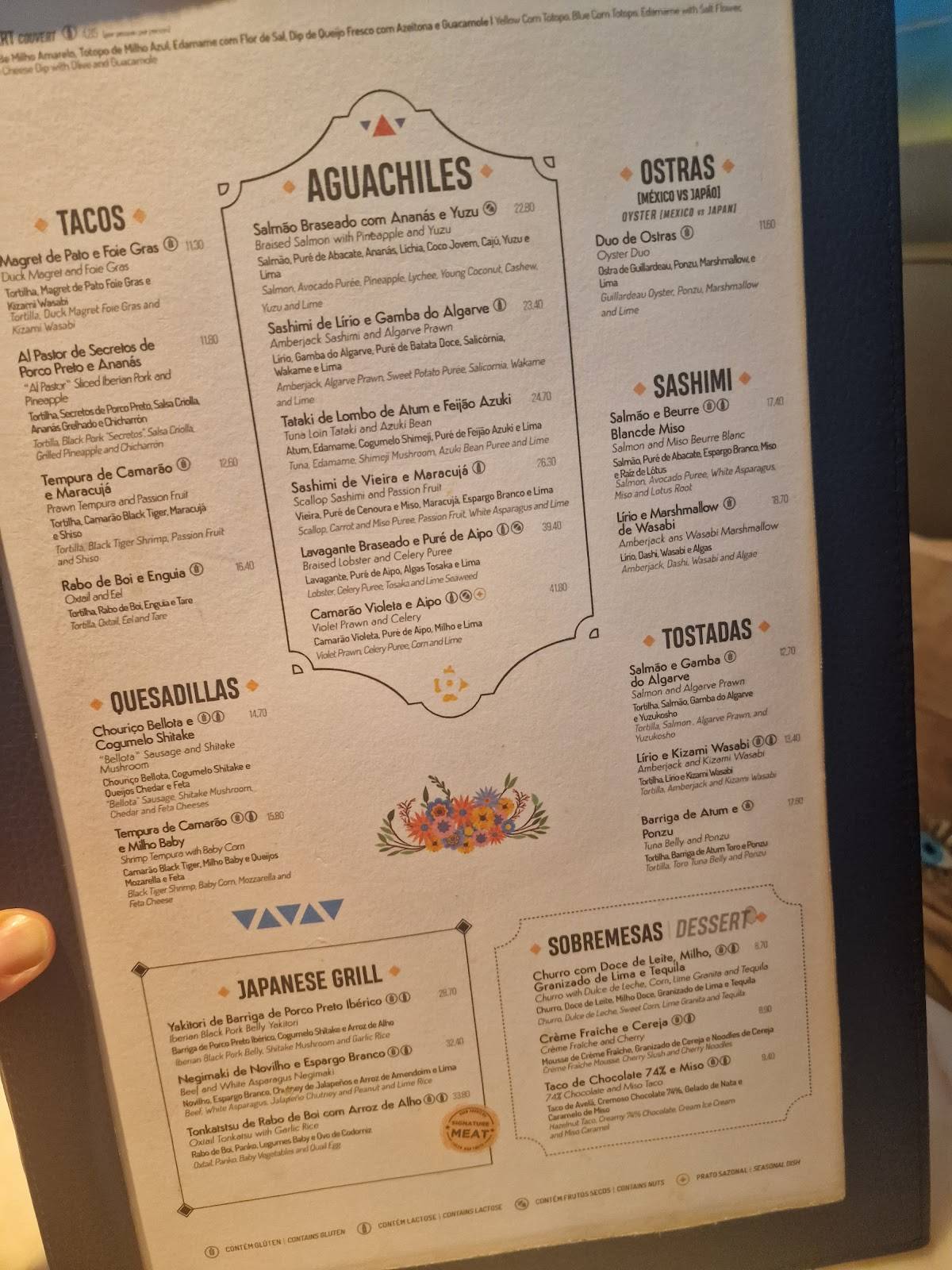 Menu em Las dos Manos de Kiko Martins restaurante, Lisboa