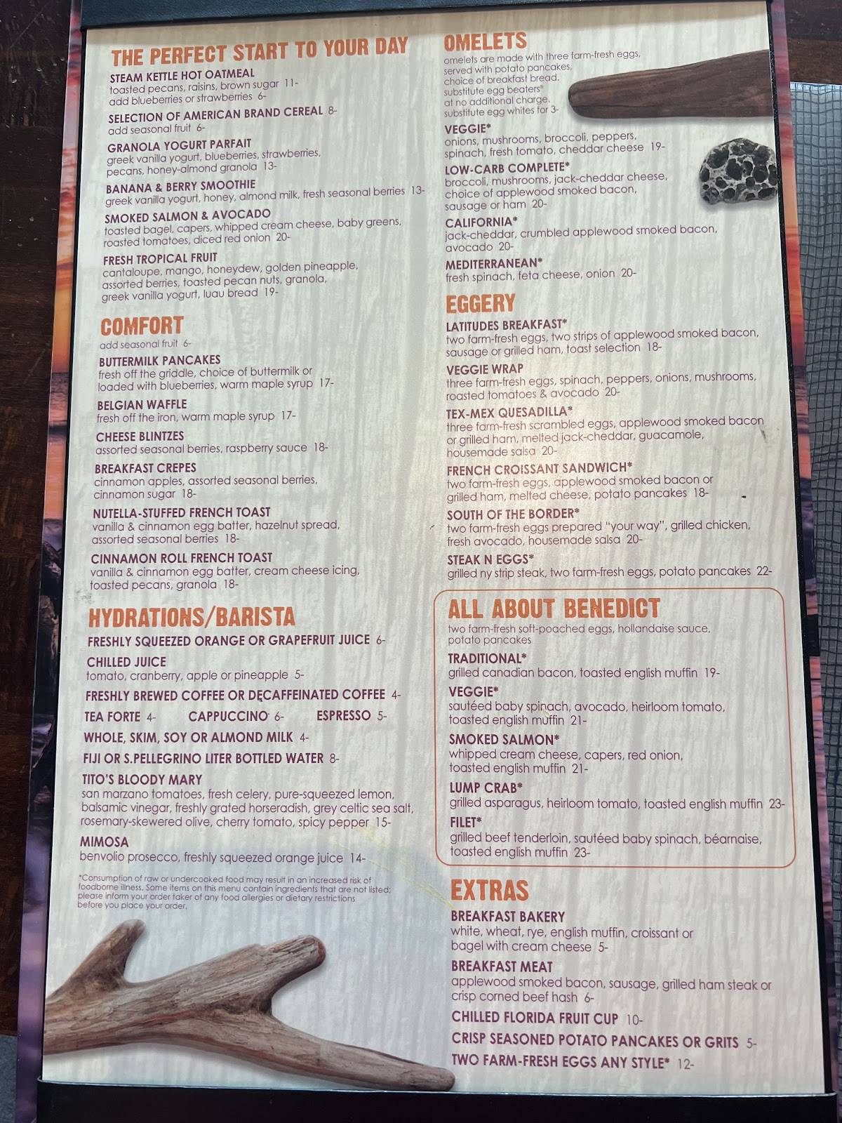 Menu at Latitudes restaurant, Highland Beach, S Ocean Blvd