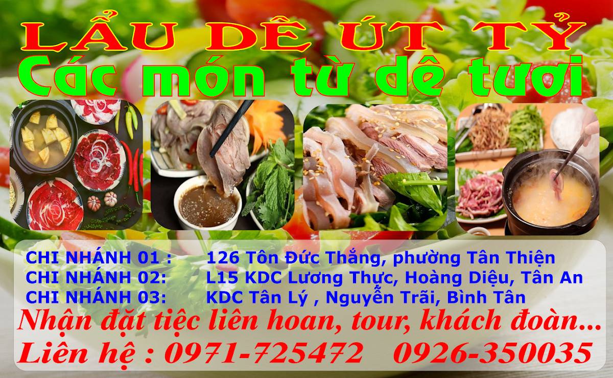 Menu at Lẩu Dê Út Tỷ restaurant, Vietnam
