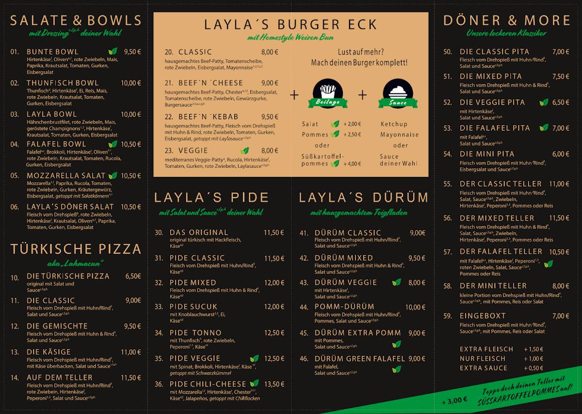 Speisekarte von Layla Food restaurant, Sulingen