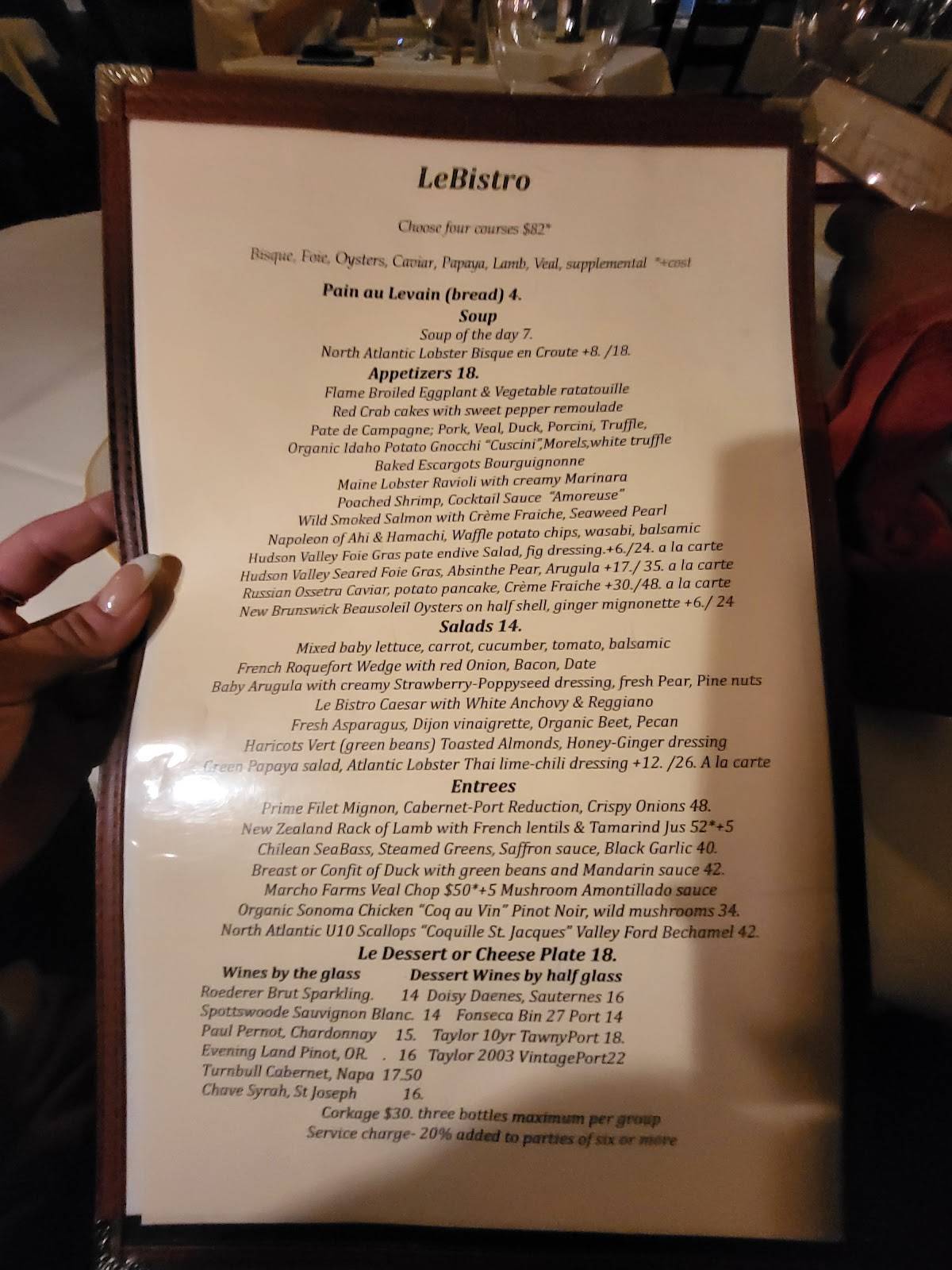 Menu at Le Bistro restaurant, Incline Village, 120 Country Club Dr Ste 29