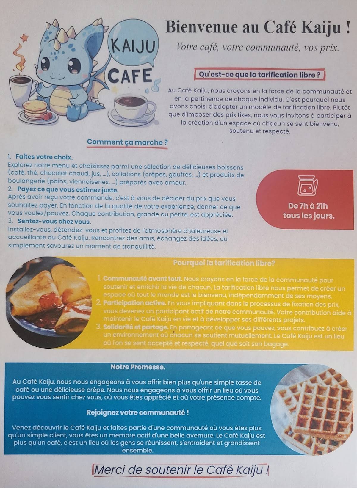 Menu at Le Café Kaiju, Bécancour