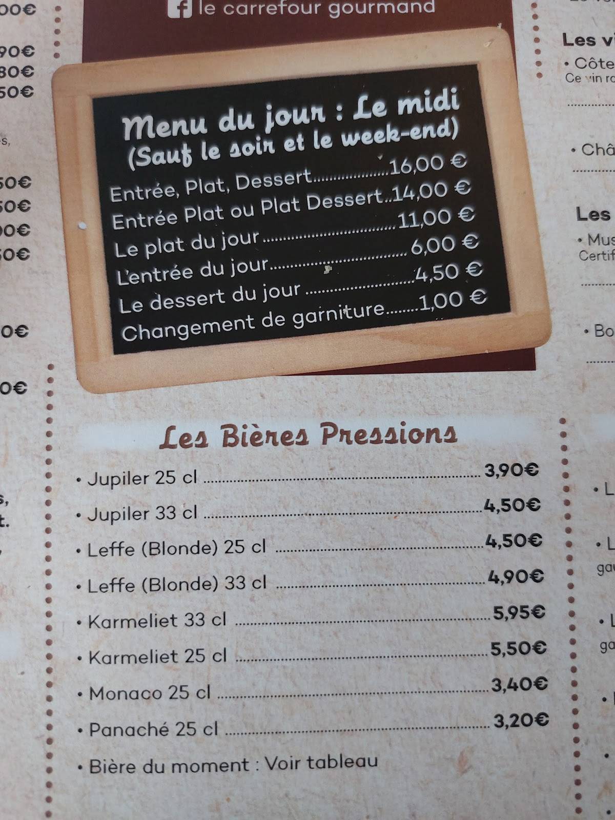 Menu au Le Carrefour Gourmand restaurant, Jeumont