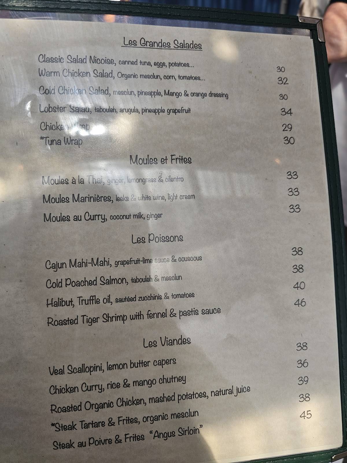 Carta del restaurante Le Charlot, Nueva York, 19 E 69th St