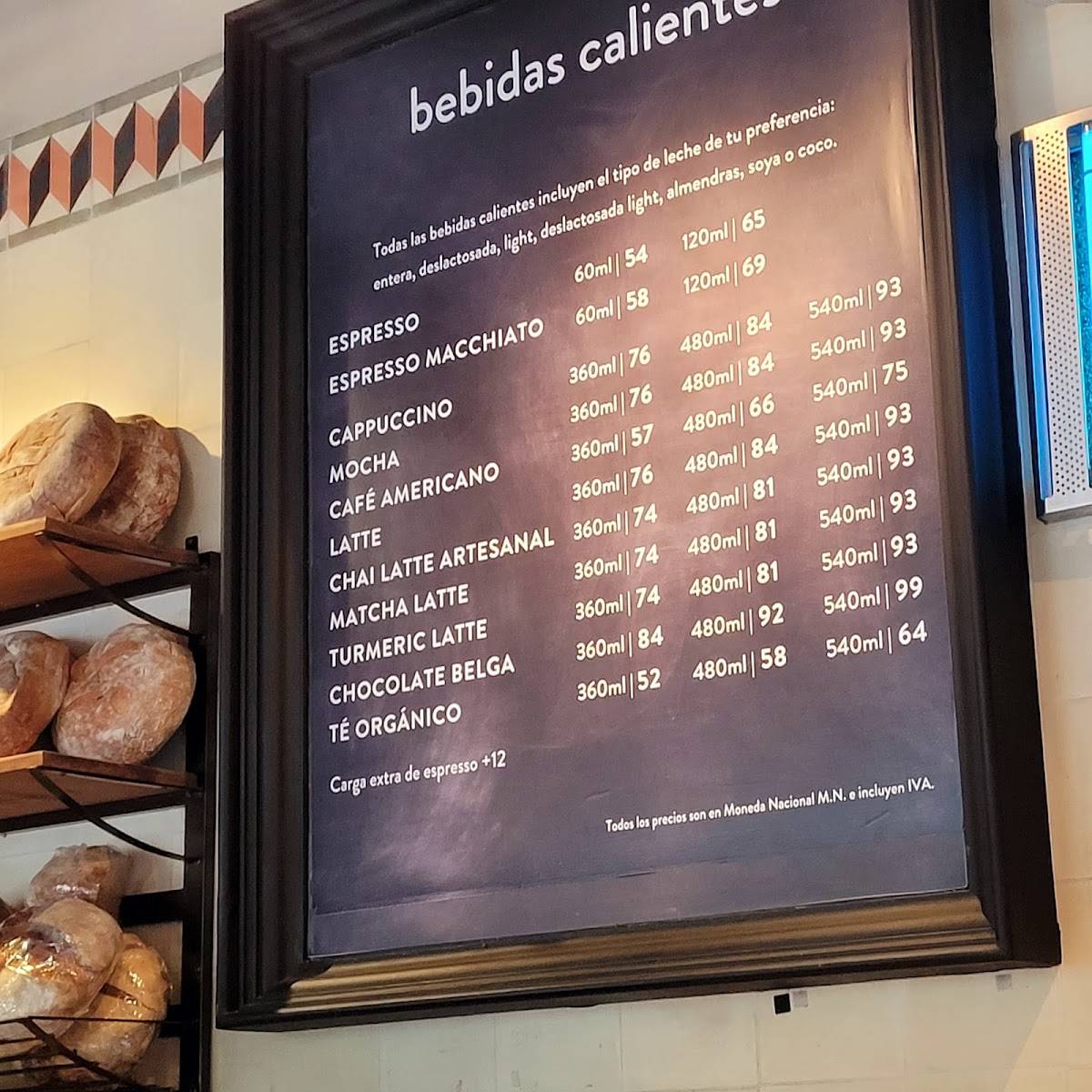 Menu at Le Pain Quotidien cafeteria, Mexico City, Monterrey 104