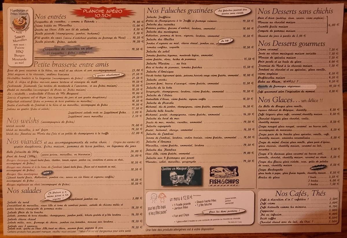 Menu at Le Pain de la Bouche restaurant, Lens, 41 bis Rue de la Gare
