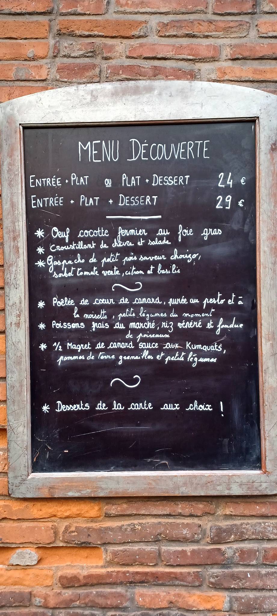 Menu au Le Patio de la Table Ronde restaurant, Toulouse