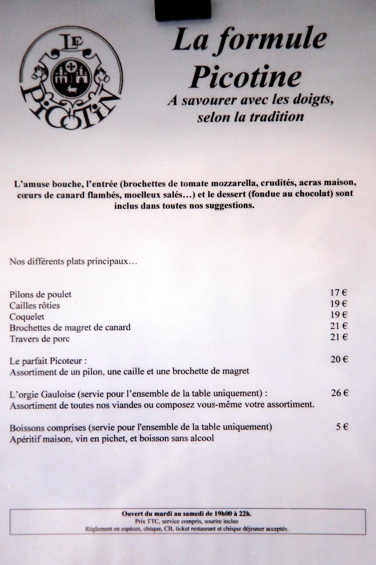 Menu au Le Picotin restaurant, Toulouse