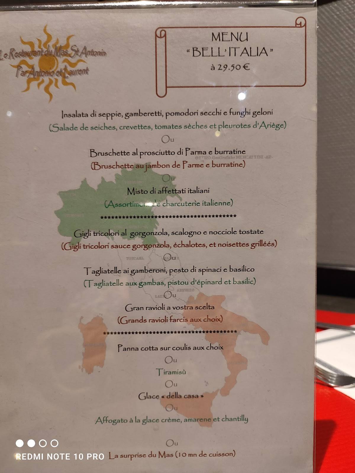 Menu au Le Restaurant du Mas St Antonin, Pamiers