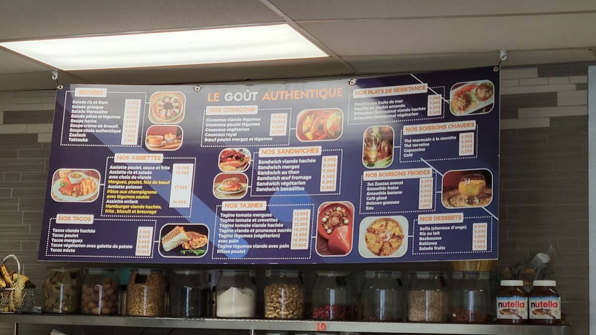 Menu au Le goût authentique restaurant, Montréal