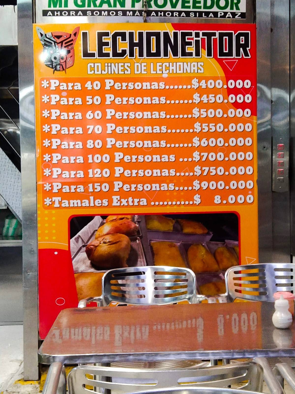 Carta del restaurante Lechoneria Don próspero Lechoneitor. La lay ...