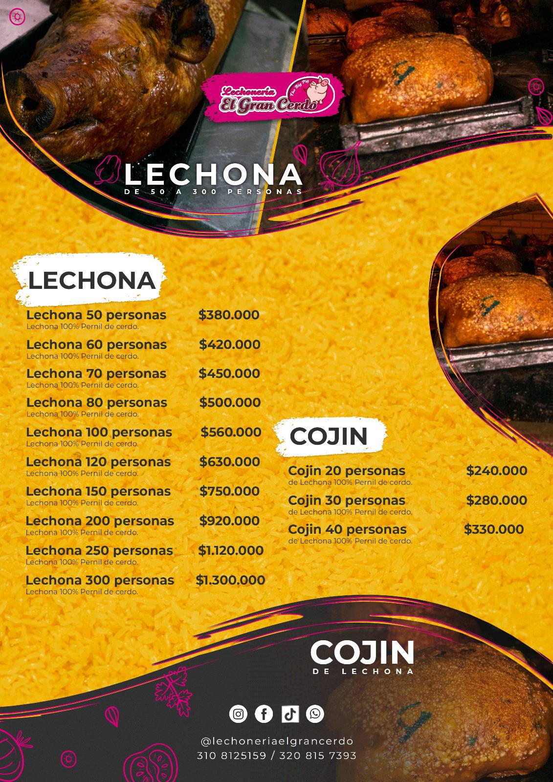 Carta del restaurante Lechoneria el Gran Cerdo, Bogotá