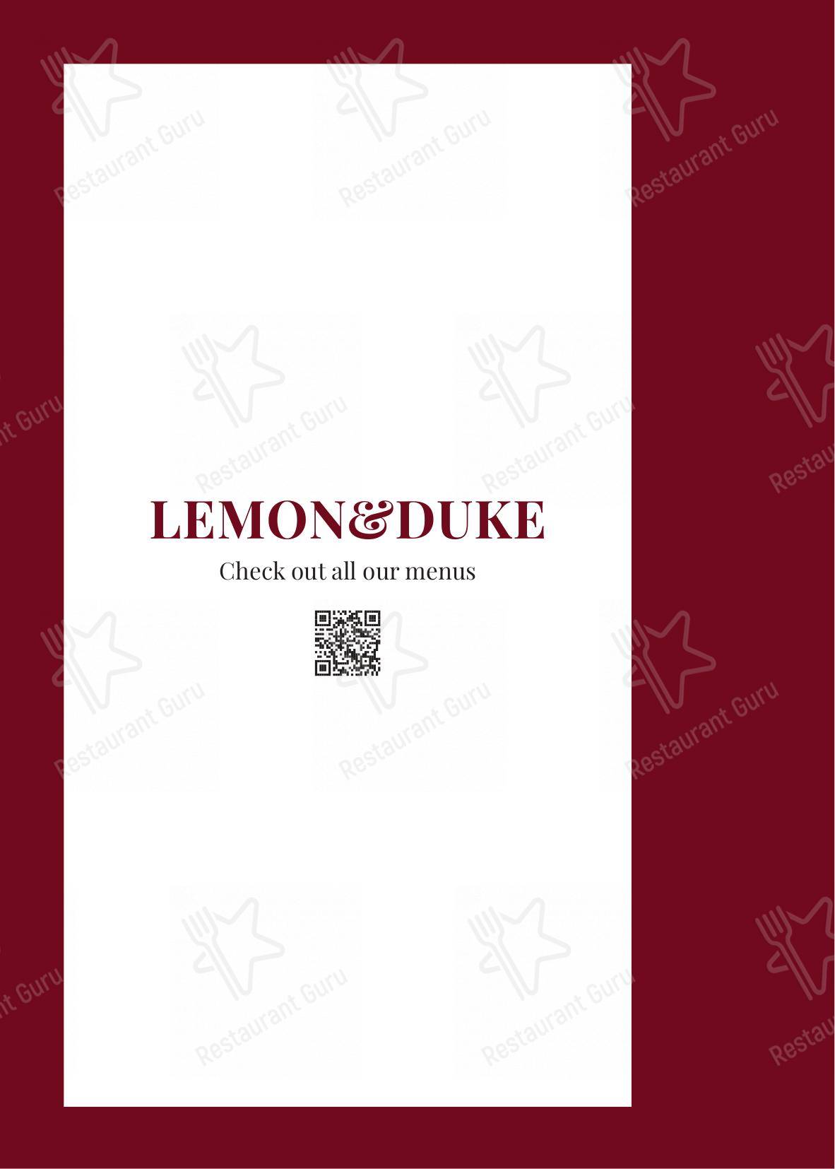 Menu at Lemon & Duke pub & bar, Dublin