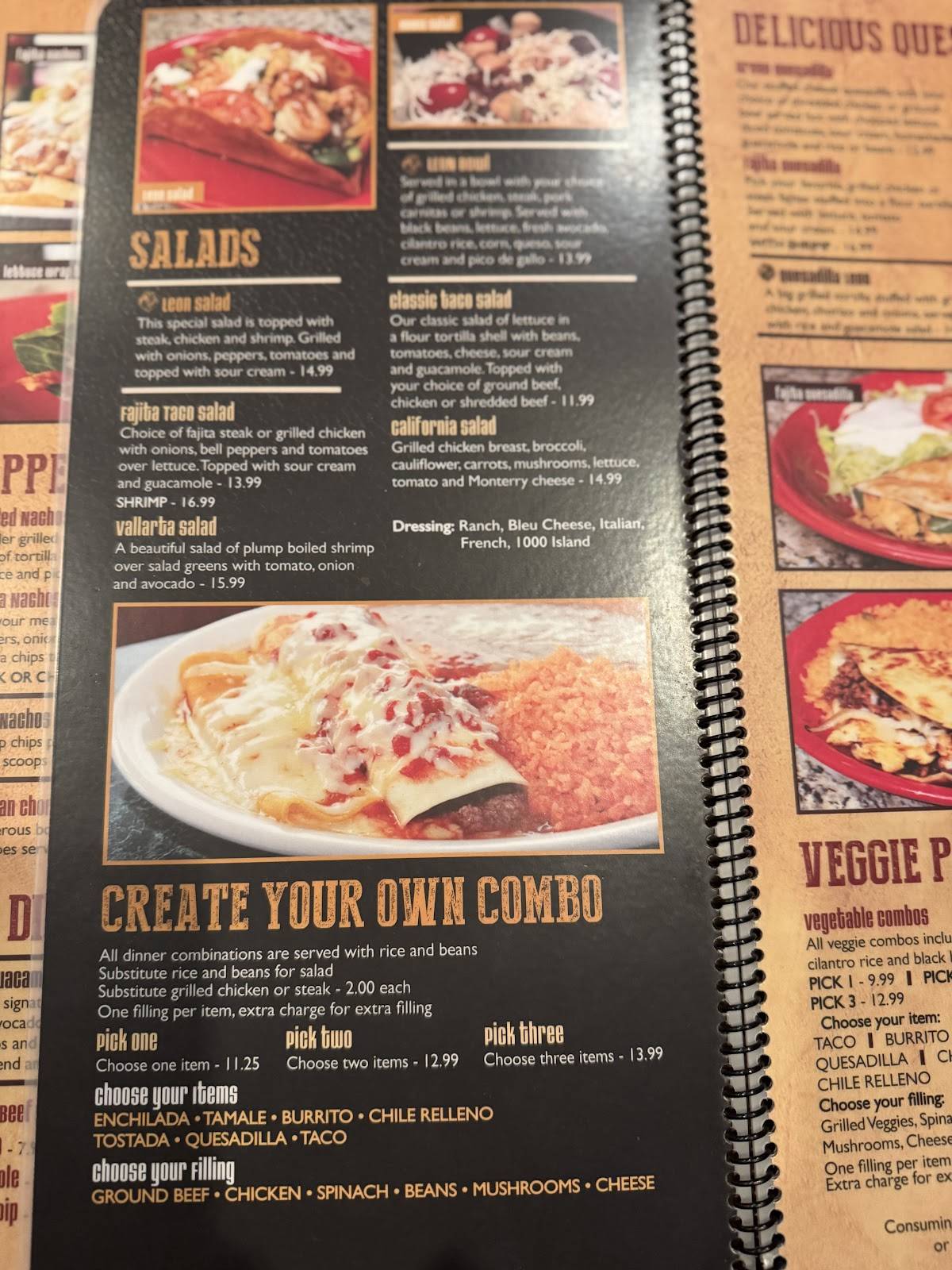Menu at Leon Mexican Cuisine restaurant, Lebanon