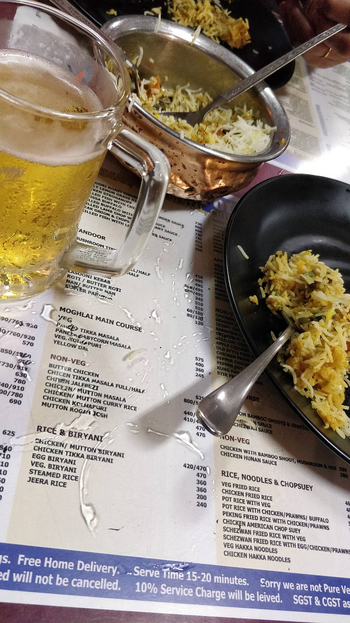 Menu at Leopold Cafe, Mumbai, Police Station