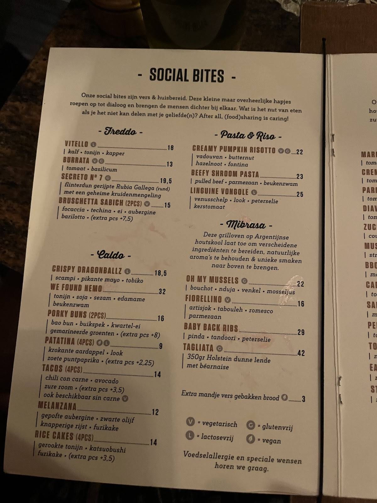 Menu at Baracca, Leuven