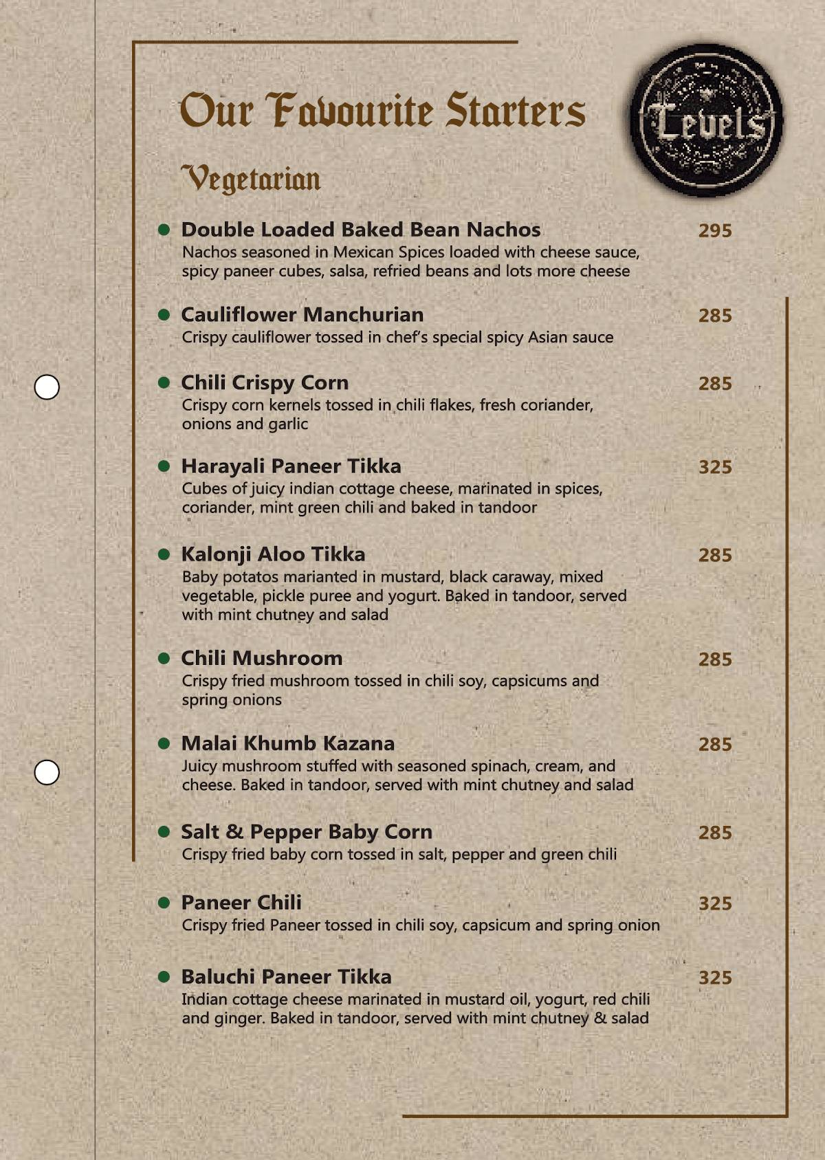 Menu at Levels Pub & Kitchen, Bengaluru