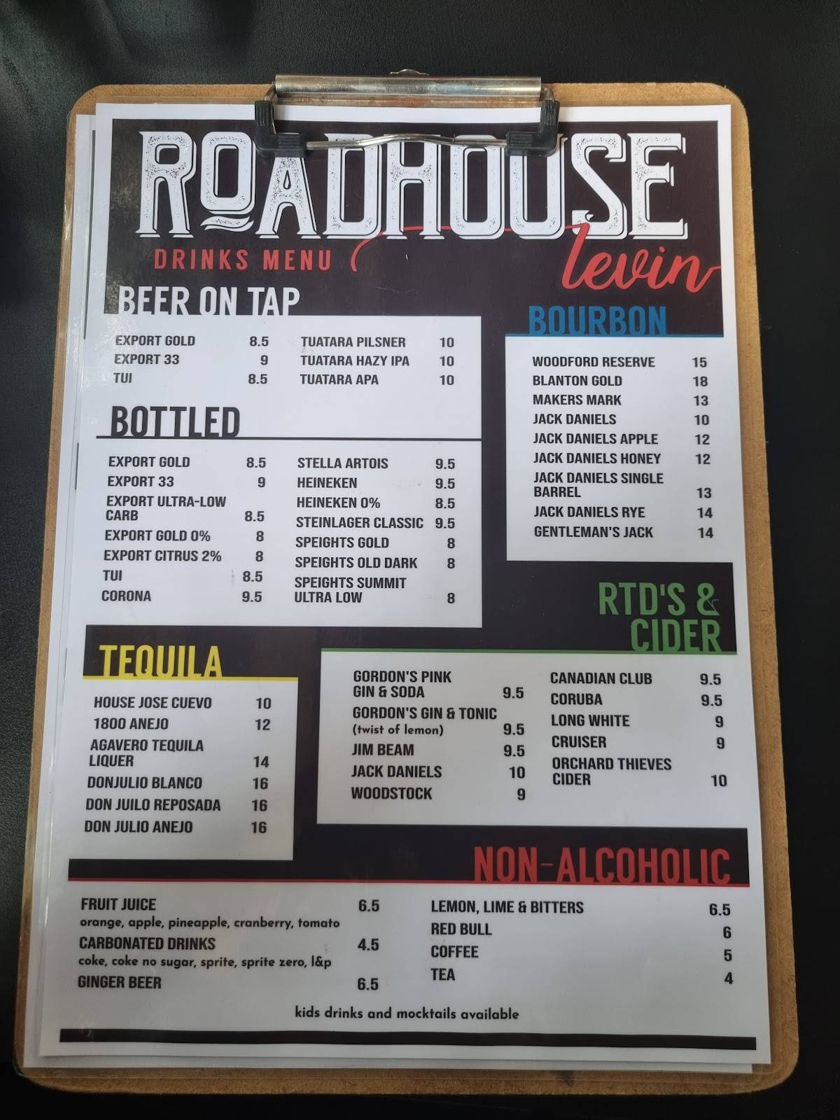 Menu at Roadhouse Bar and Grill, Levin
