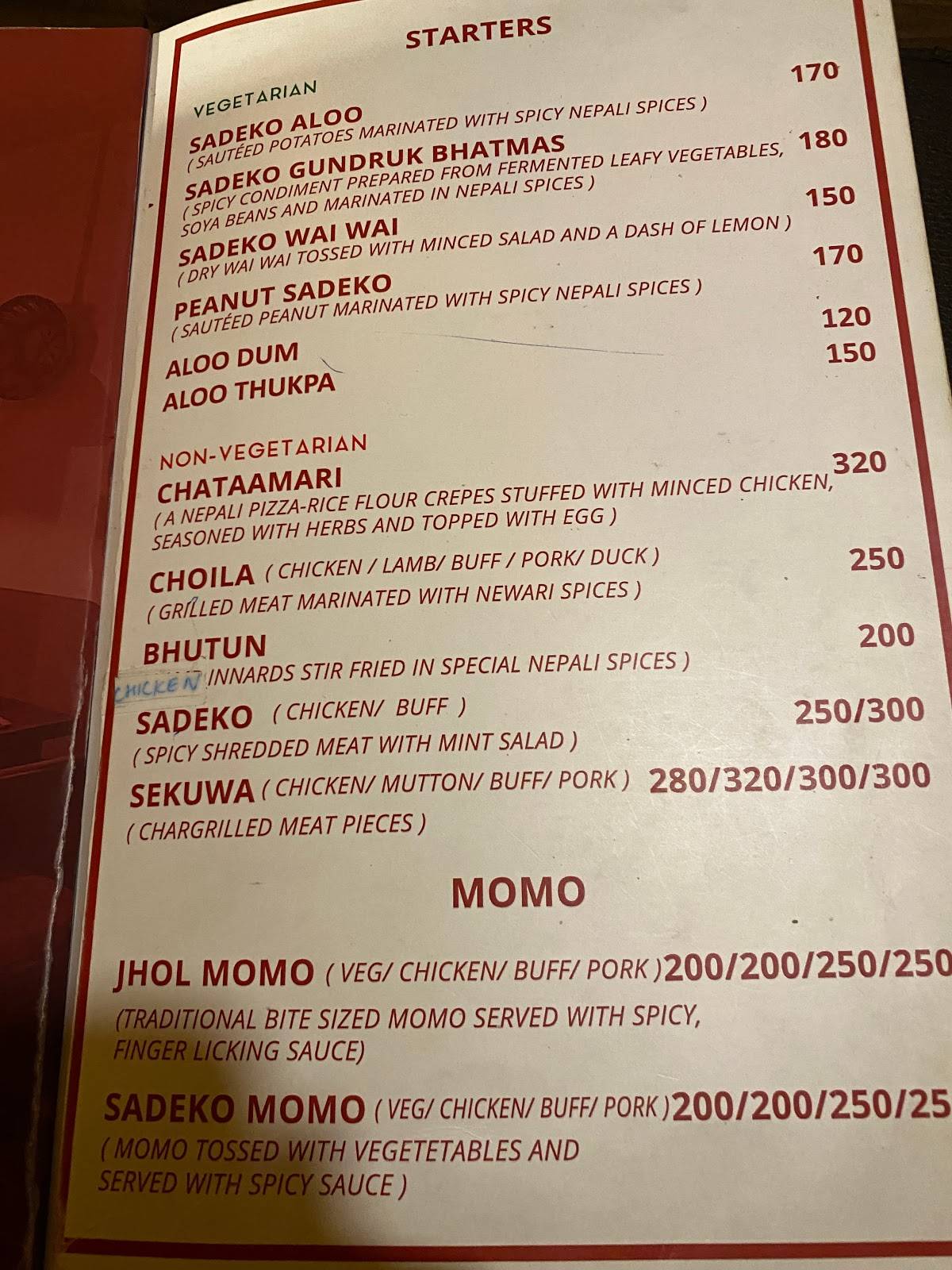Menu at Lha Kitchen, New Delhi