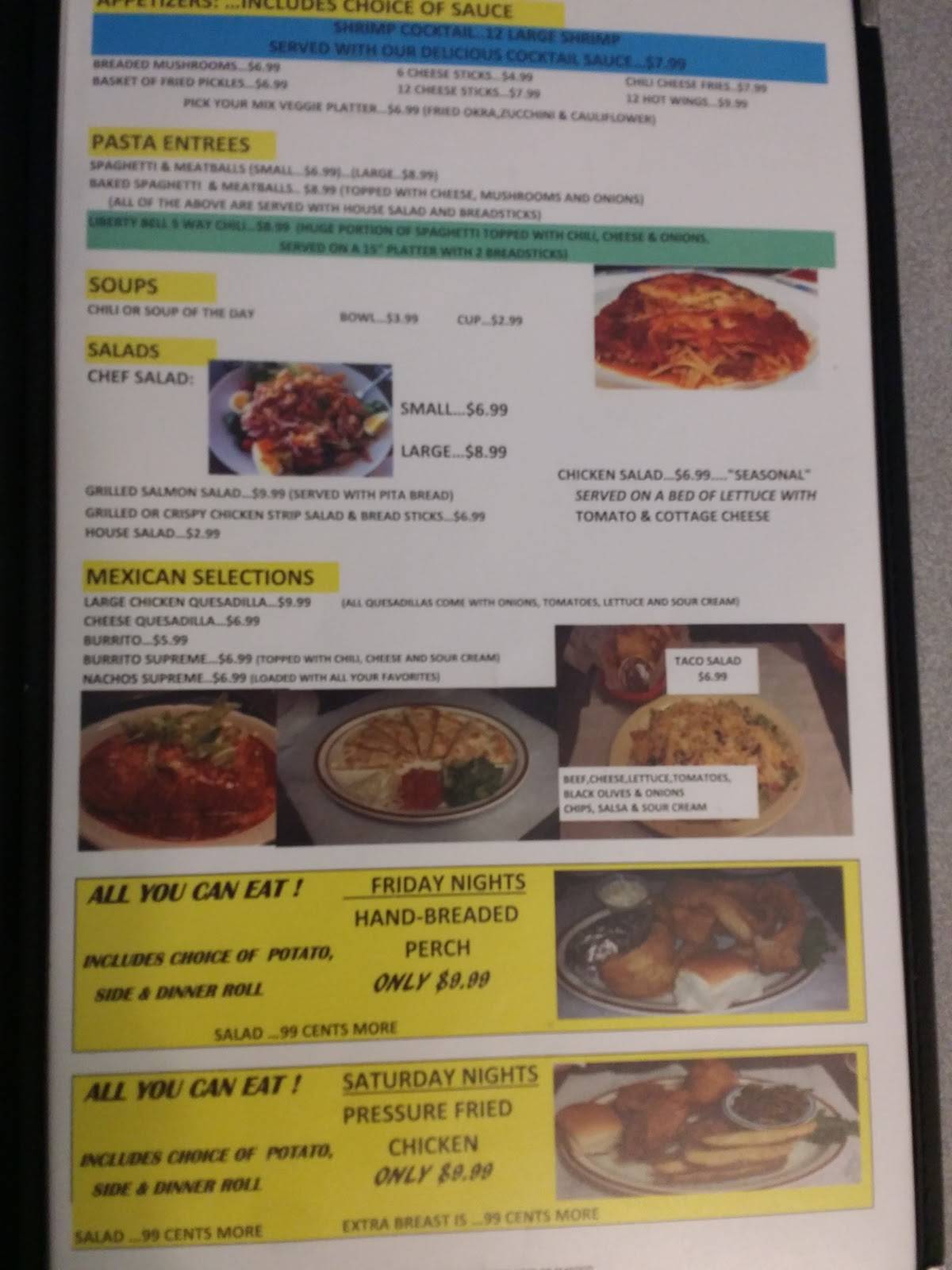 Menu at Liberty Bell Restaurant, Liberty