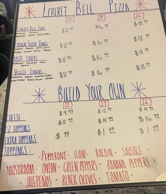 Menu at Liberty Bell Restaurant, Liberty, 215 S Main St