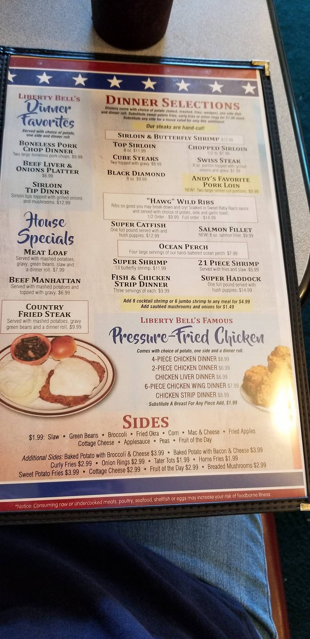Menu at Liberty Bell Restaurant, Liberty