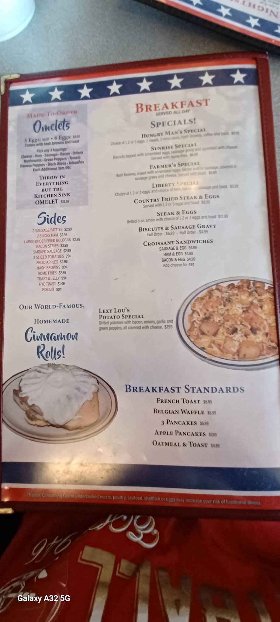 Menu at Liberty Bell Restaurant, Liberty