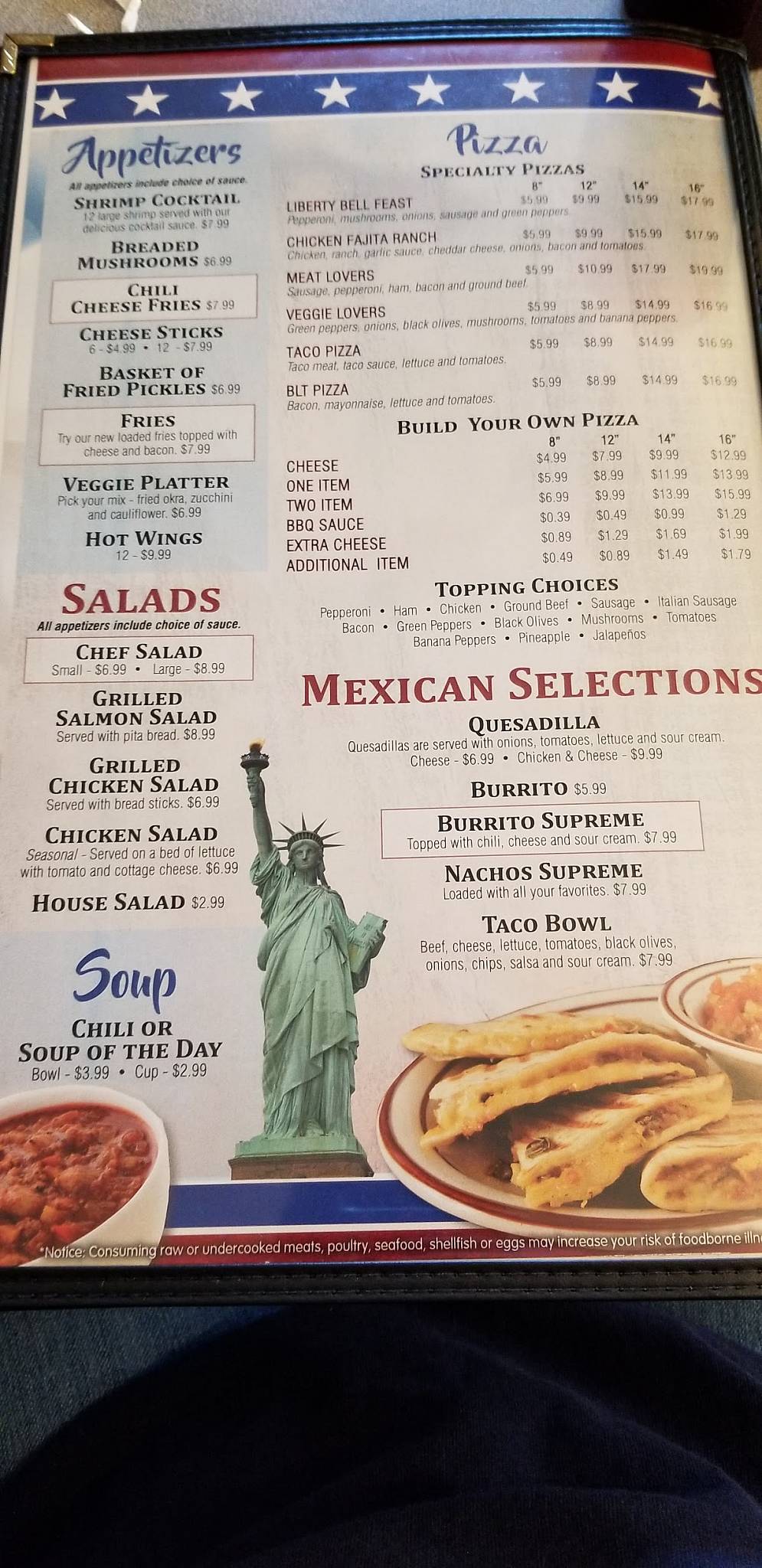 Menu at Liberty Bell Restaurant, Liberty