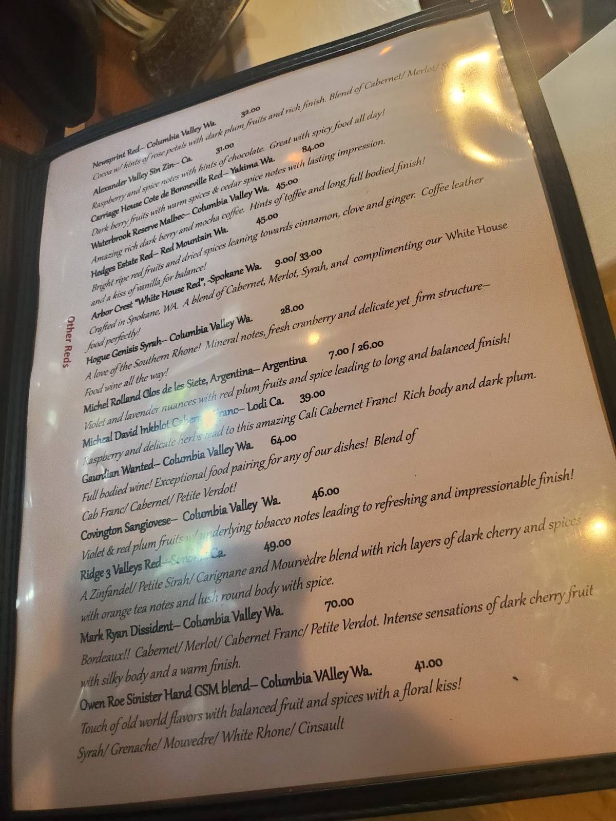 Menu at Pentagon Bistro & Martini Bar, Liberty Lake