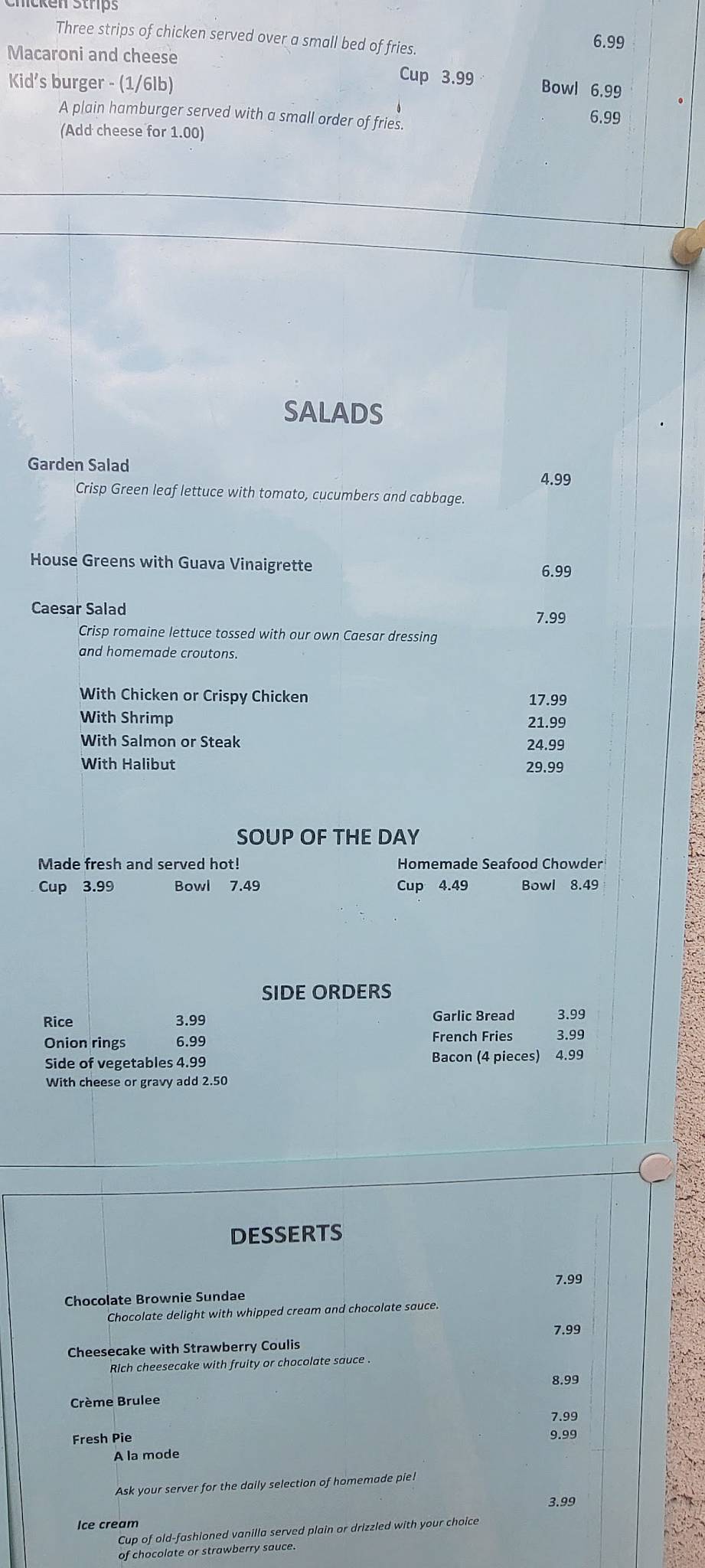 Menu at Lighthouse Restaurant, Haines, 101 Front St